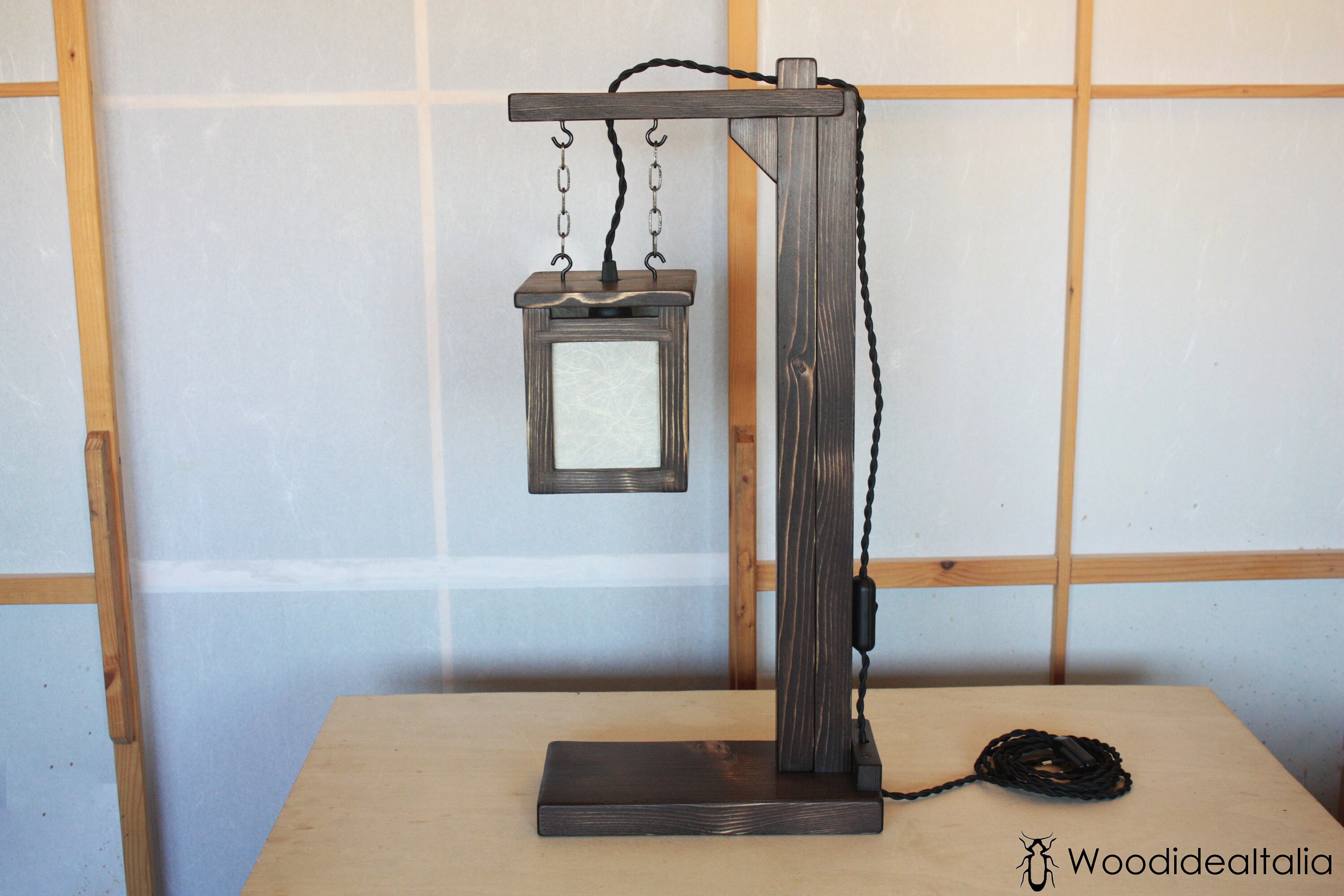 Lantern Style Table Lamp Wood Craft Lamp and Rice Paper - Etsy