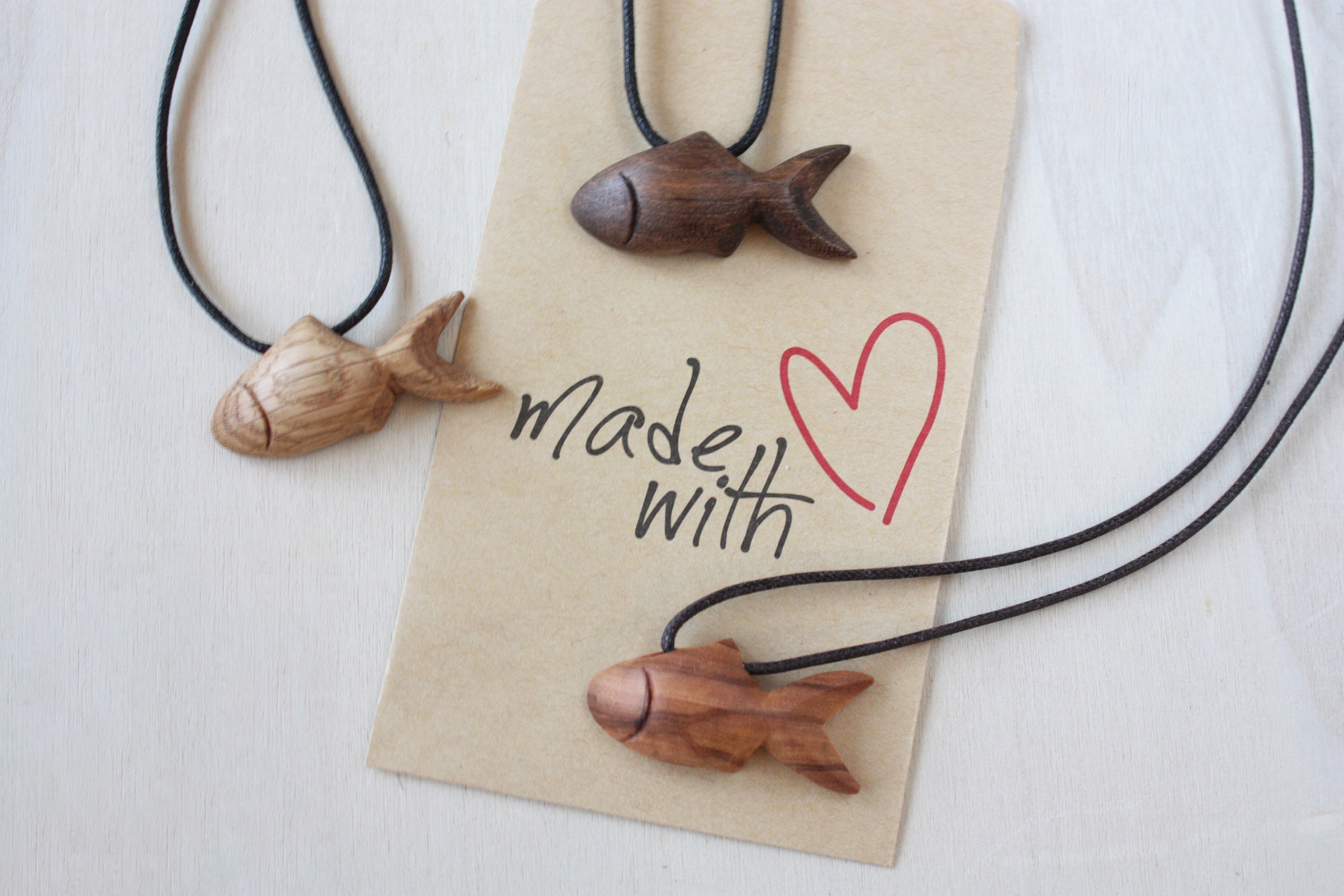 Handcrafted Hardwood Fish Pendant, Sea Lover Gift, Carved Fish Pendant ...