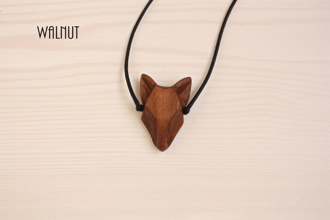 Wooden wolf pendant carved wolf head minimalist wolf | Etsy