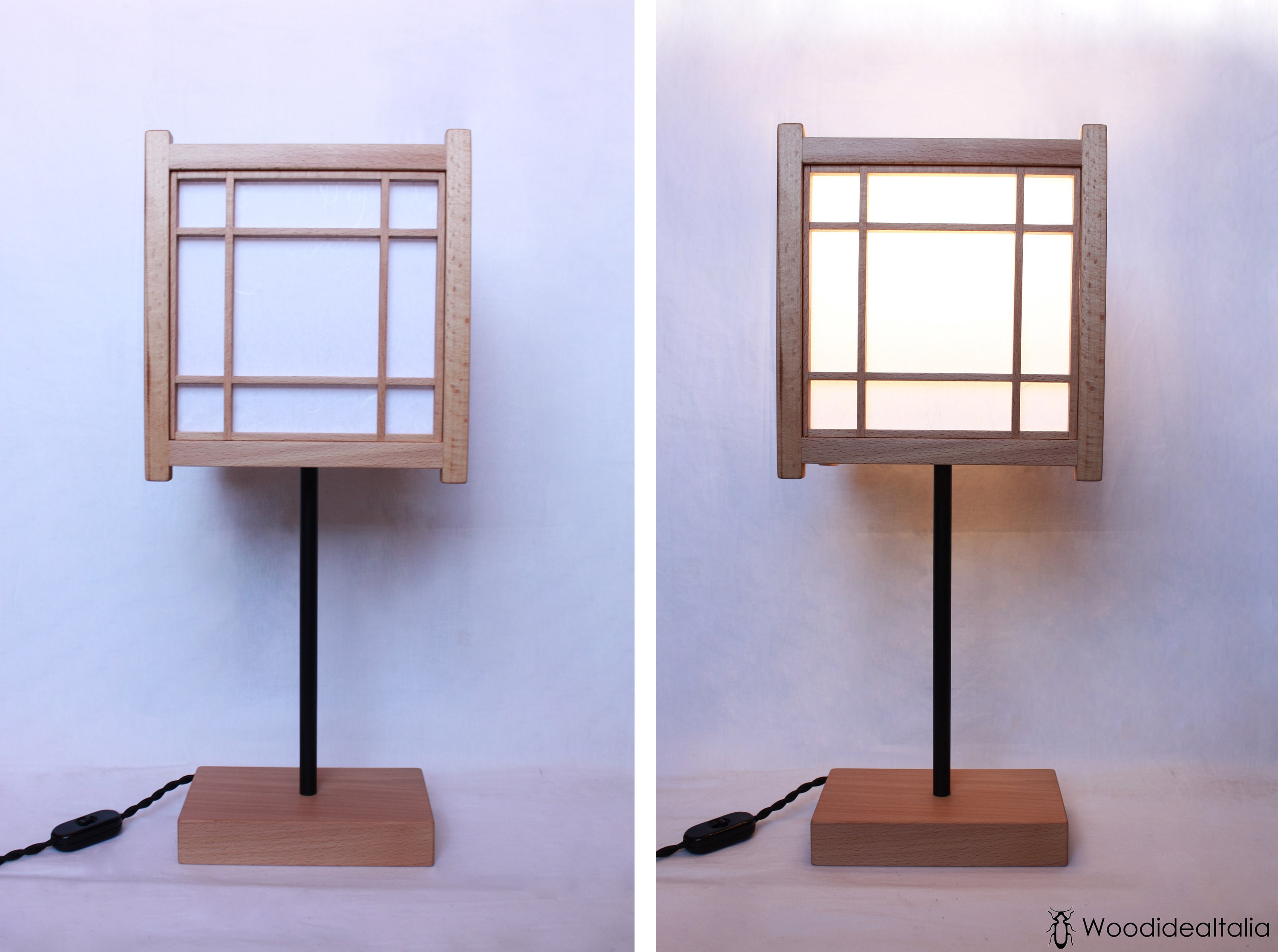 Shoji-style Table Lamp, Handmade Wooden Table Lamp, Japanese-style Lamp ...