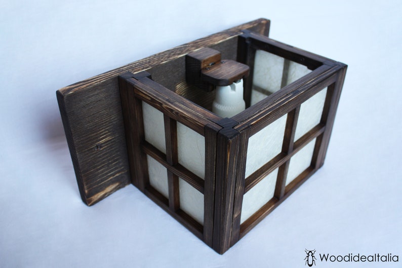 Wall Lamp in Solid Wood and Rice Paper Wooden Wall Lamp | Etsy