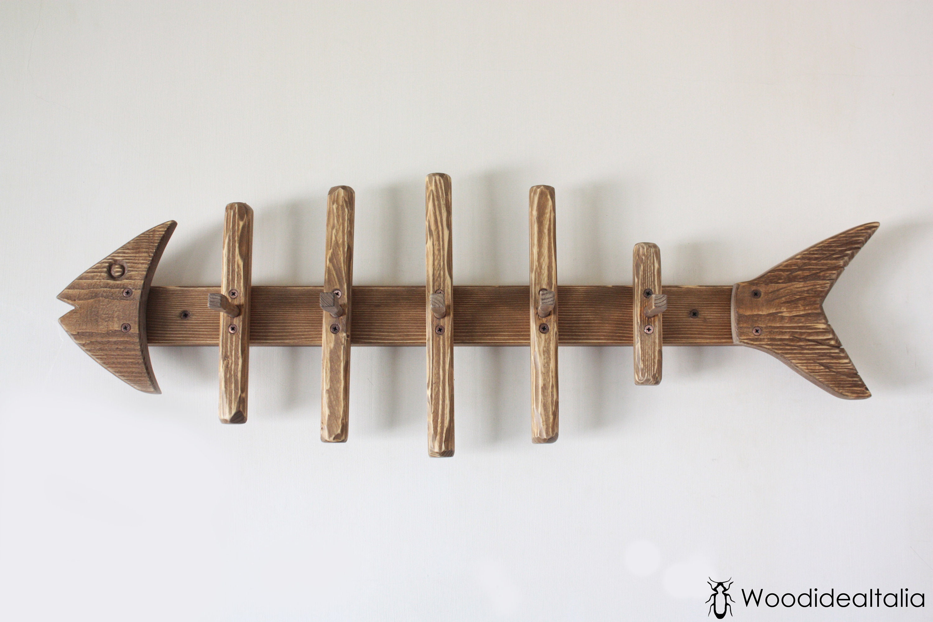 Wooden Fishbone Hanger , Wooden Wall Hanger Fish , Handcrafted Rustic ...