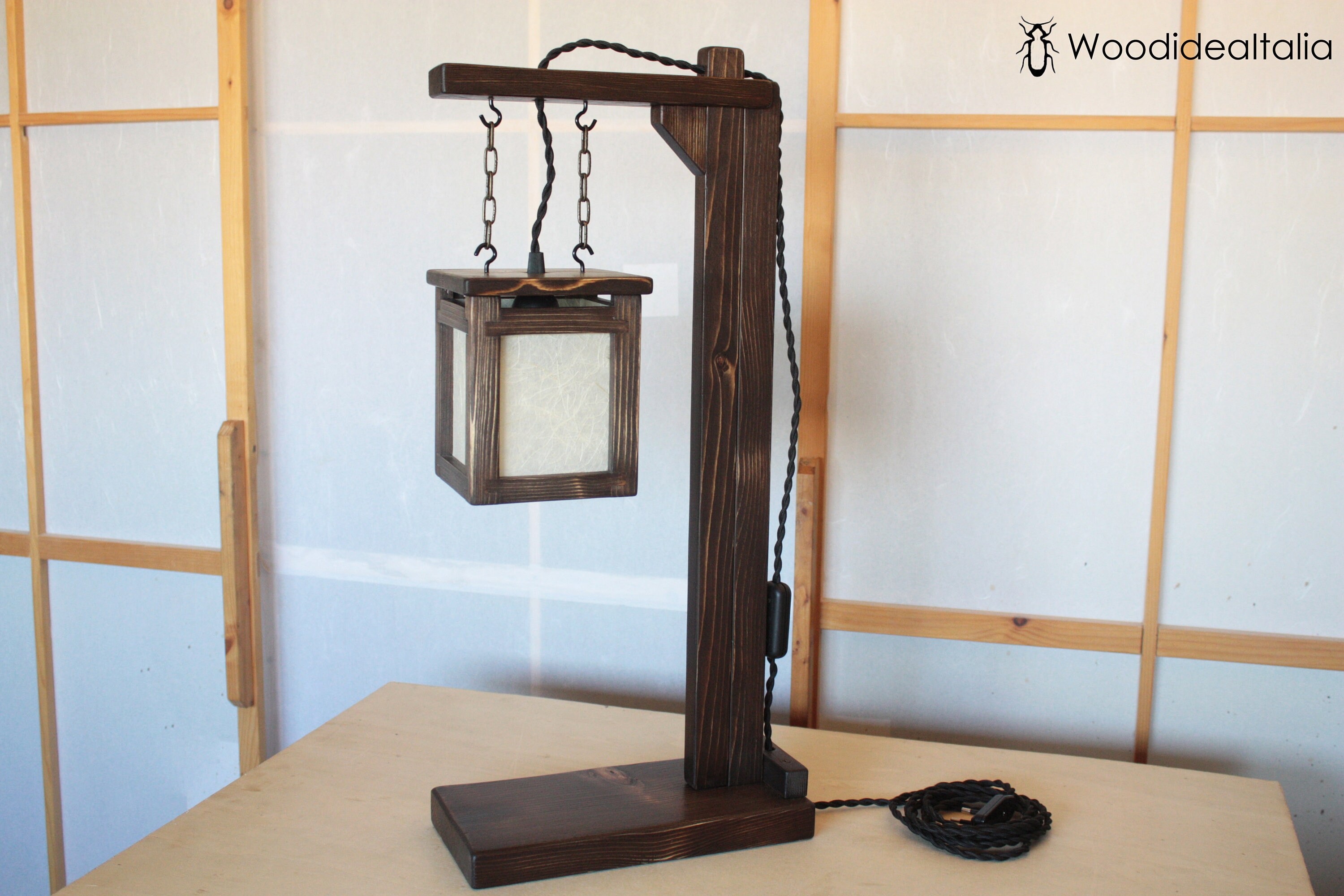 Lantern Style Table Lamp Wood Craft Lamp and Rice Paper - Etsy