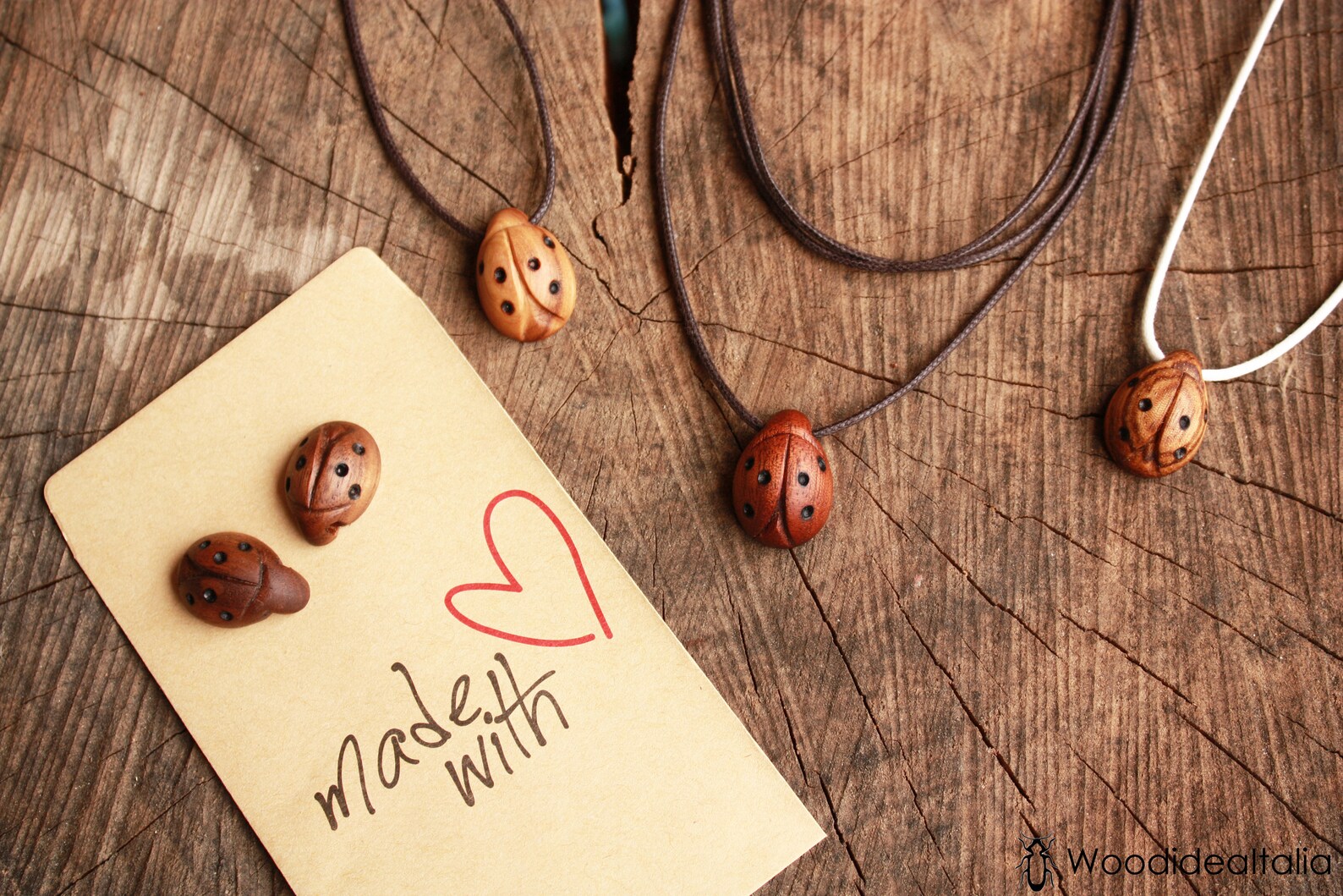 Wooden Ladybug Pendant, Ladybug Necklace, Carved Ladybug Pendant ...