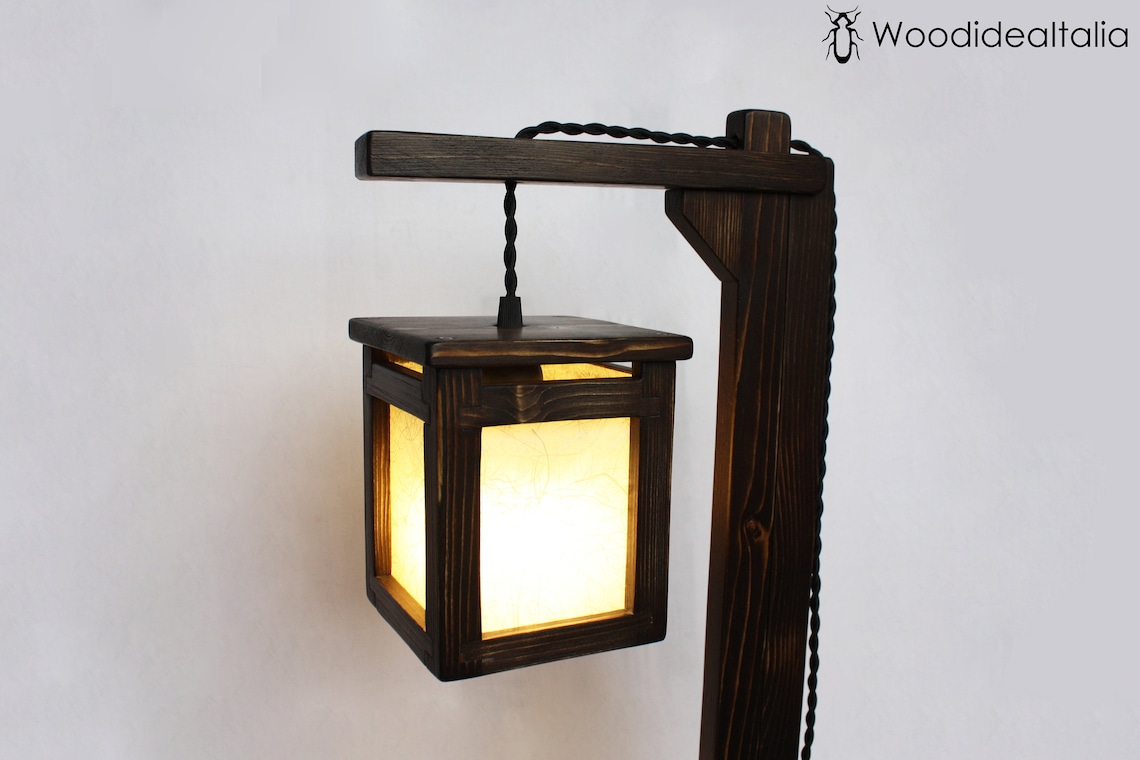 Lantern Style Table Lamp Wood Craft Lamp and Rice Paper | Etsy