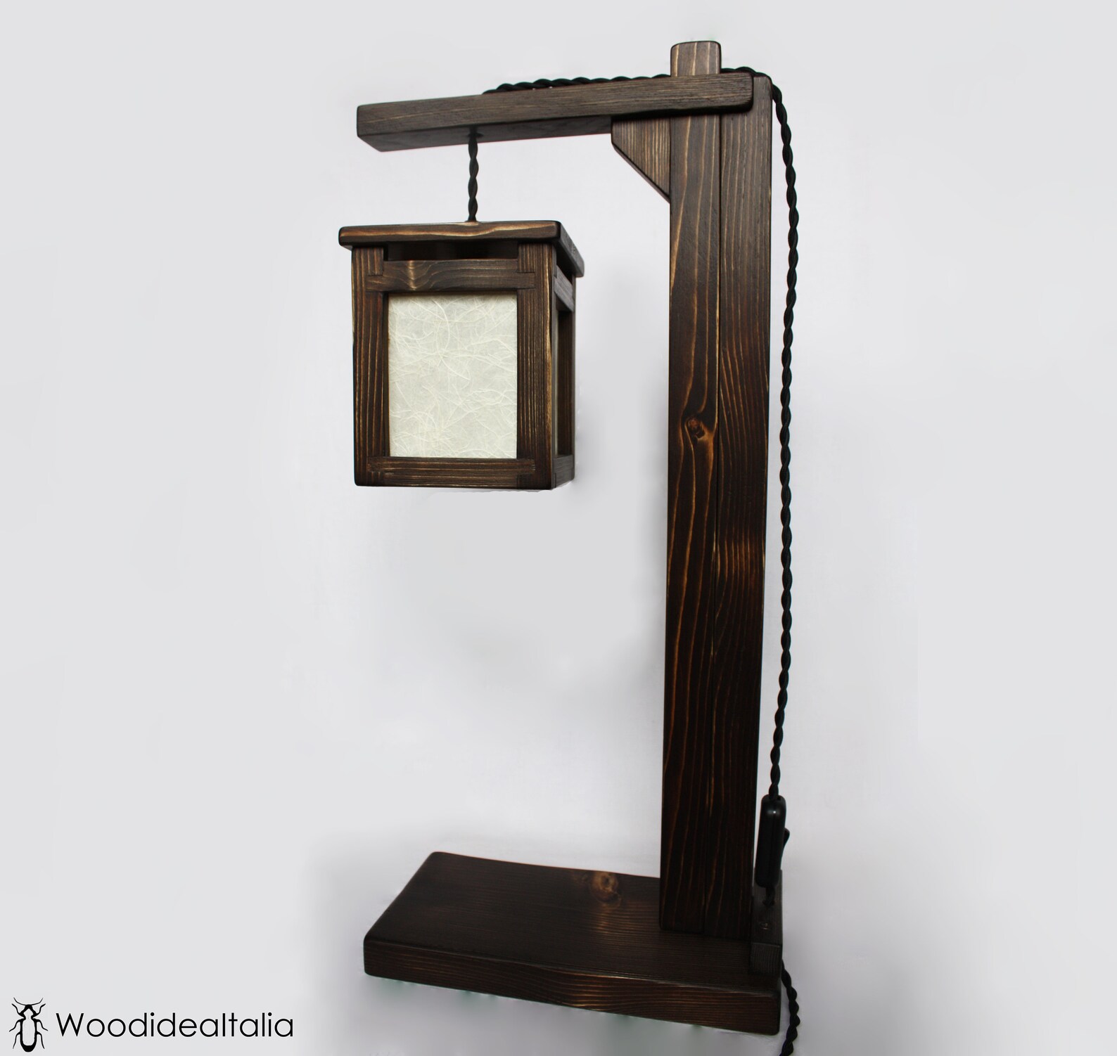 Lantern Style Table Lamp Wood Craft Lamp and Rice Paper | Etsy