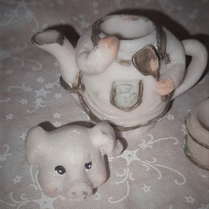 VINTAGE Mini Pig Tea Set Figurines 2 Styles - Etsy