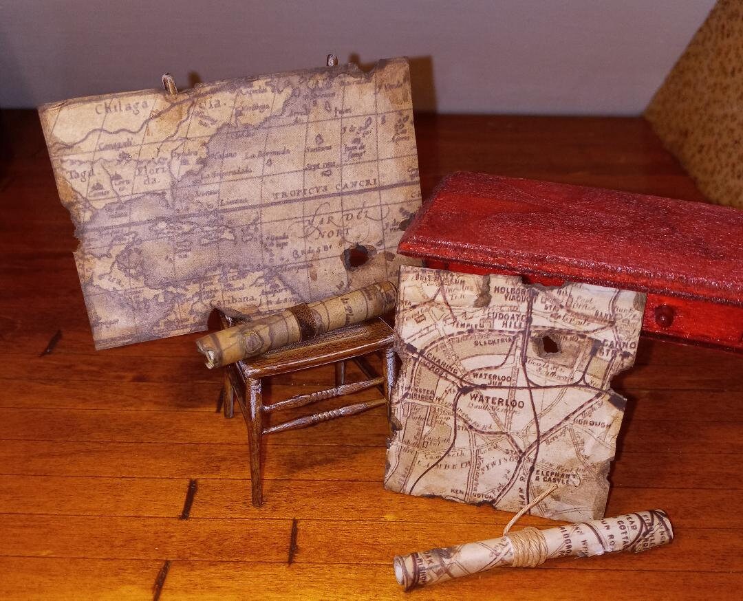 OOAK Miniature Vintage Map Sets 4pc - Etsy