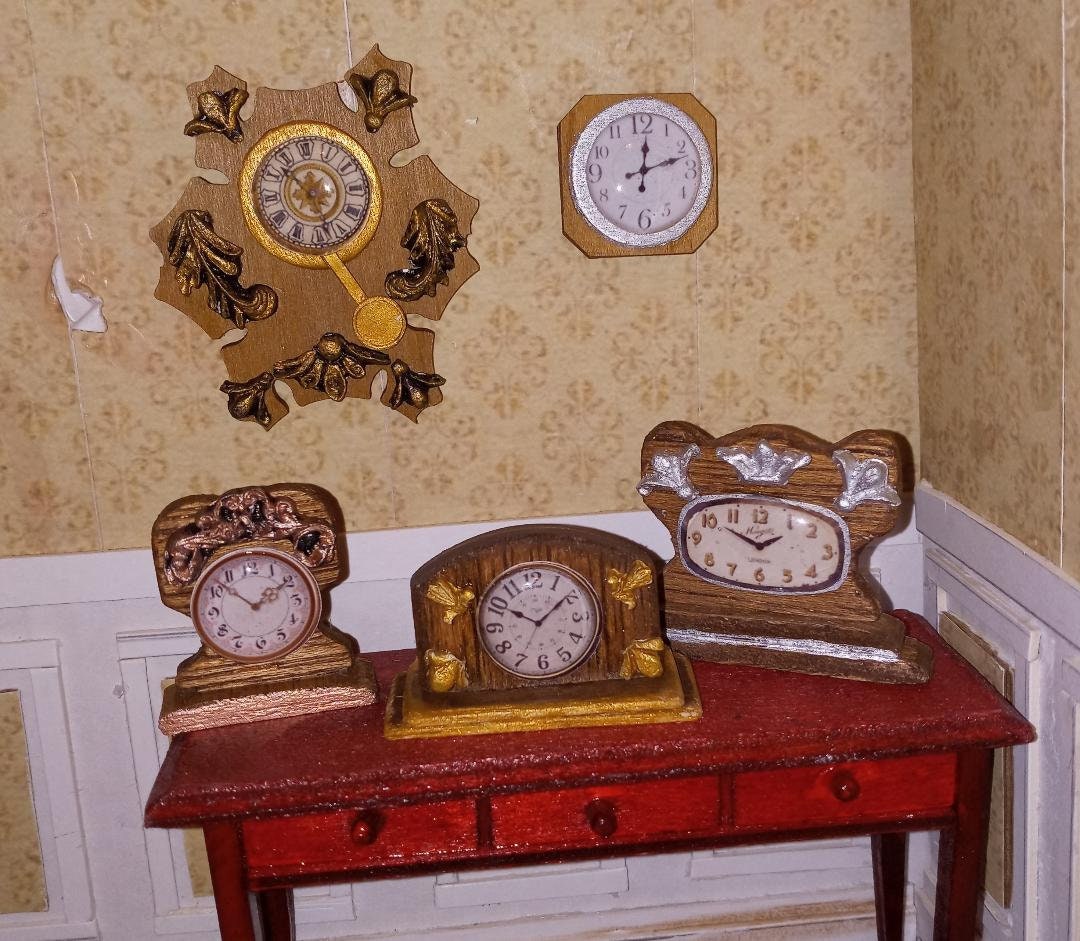 Miniature Dollhouse Antique Clocks OOAK Handmade - Etsy