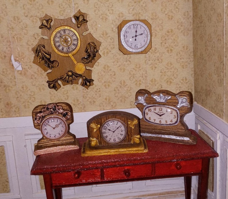 Miniature Dollhouse Antique Clocks OOAK Handmade - Etsy