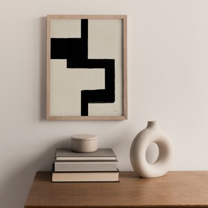 Black Abstract Poster, Giclée Fine Art Print, Beige and Black Print ...