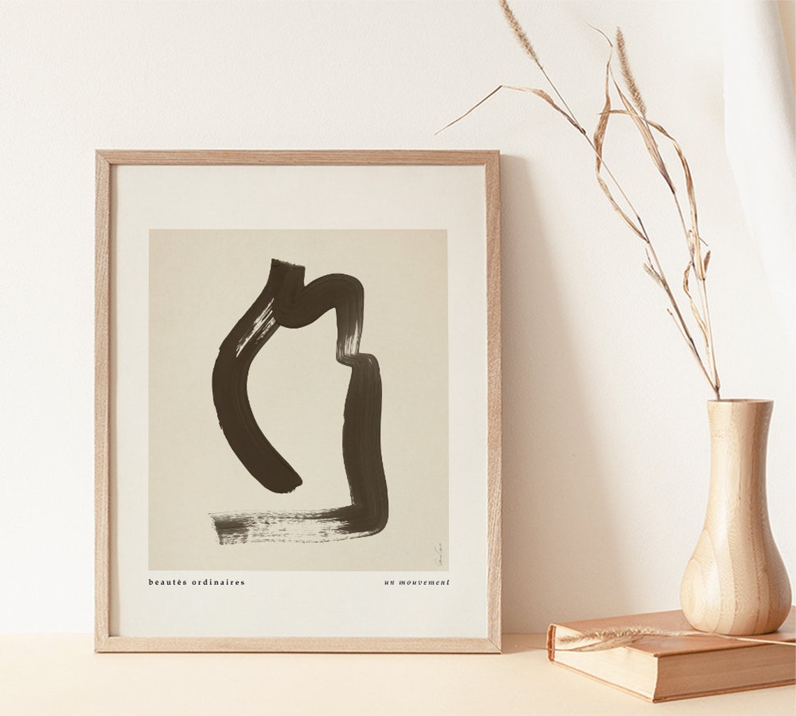 Brown Ink Art Print Neutral Abstract Art Minimalist Poster | Etsy