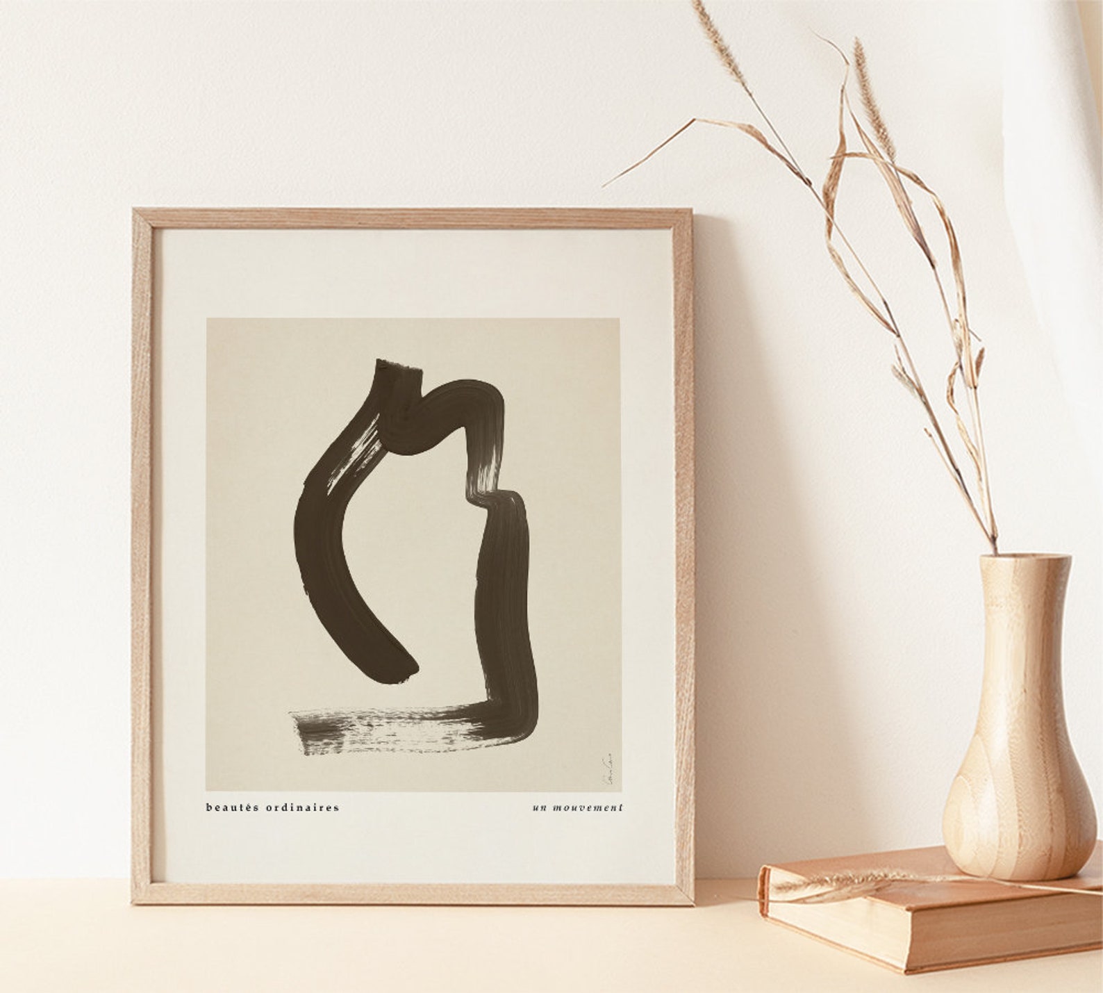 Brown Ink Art Print Neutral Abstract Art Minimalist Poster | Etsy