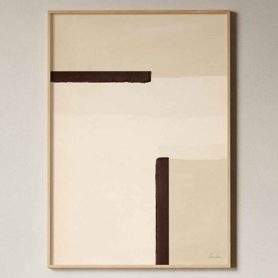 Textured Abstract Art Print: Cream & Brown Modern Poster - Etsy