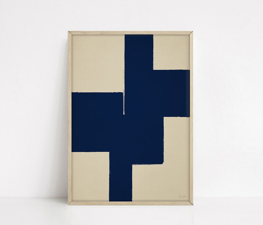 Navy Blue Art Poster, Abstract Art Print, Fine Art Print, Exhibition ...