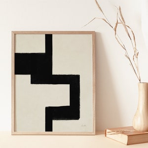 Black Abstract Poster, Giclée Fine Art Print, Beige and Black Print ...
