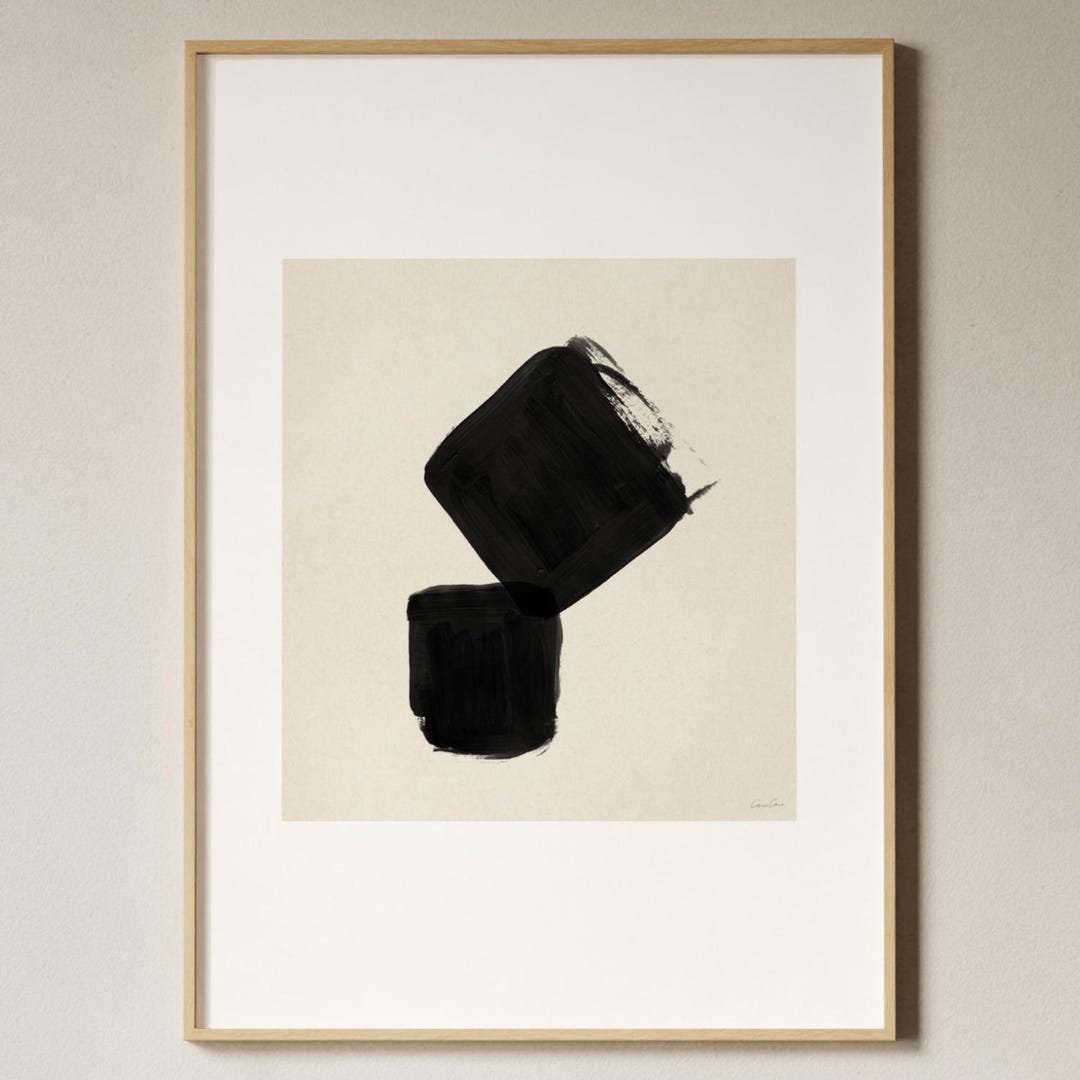 Black Ink Abstract Art Print: Minimalist Japandi Wall Poster - Etsy