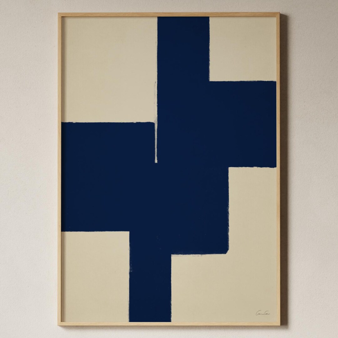 Navy Blue Art Poster, Abstract Art Print, Fine Art Print, Exhibition ...