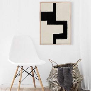 Black Abstract Poster, Giclée Fine Art Print, Beige and Black Print ...