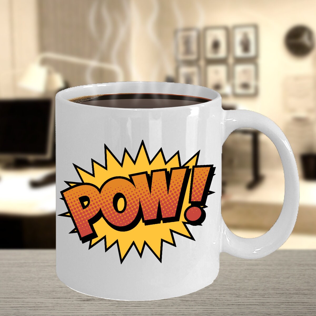 Comic Strip POW Coffee Mug Tea Cup Novelty Gift White Black | Etsy