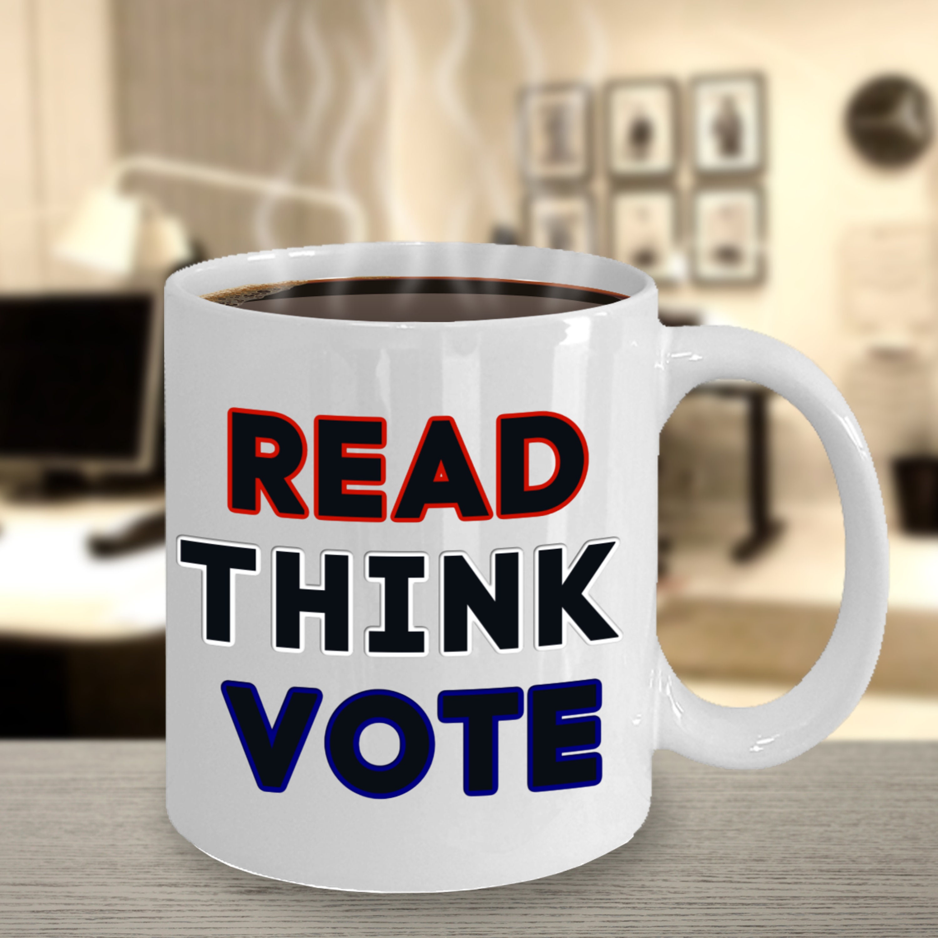 Read Think Vote Coffee Mug Tea Cup Election - Etsy UK