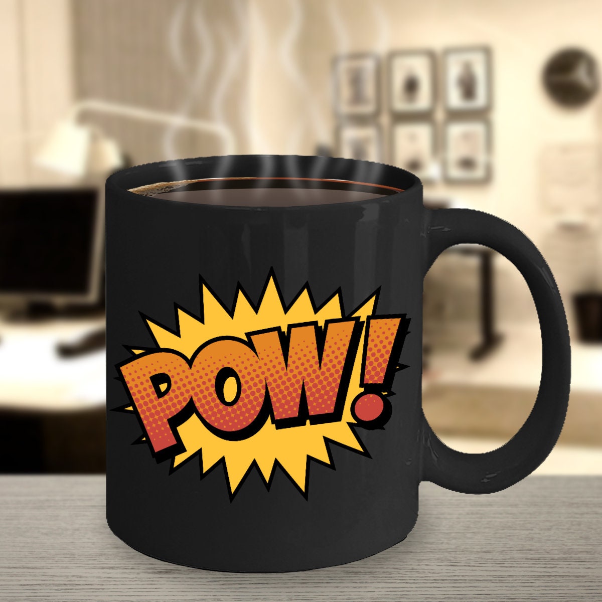 Comic Strip POW Coffee Mug Tea Cup Novelty Gift White Black - Etsy