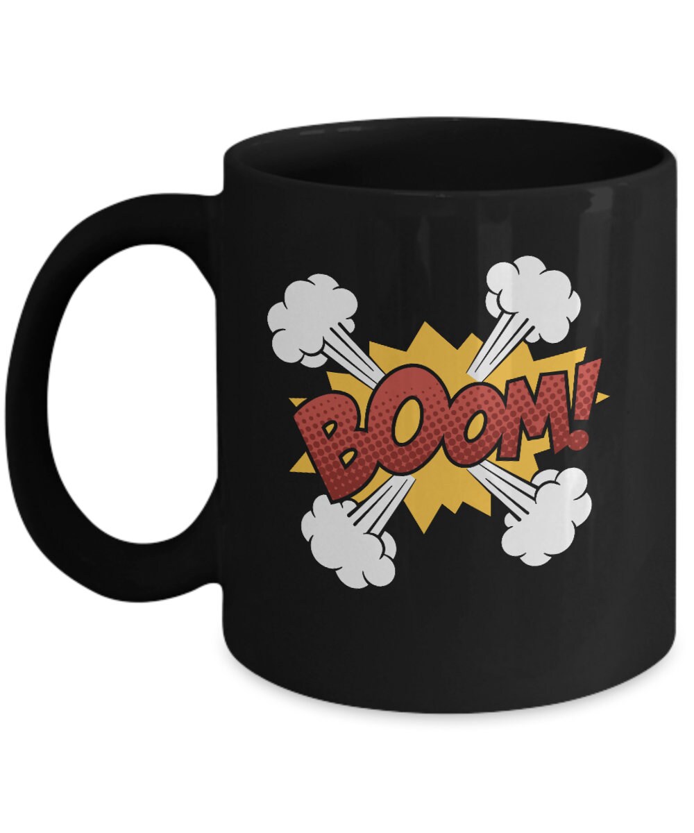 Comic Strip BOOM Coffee Mug Tea Cup Novelty Gift White Black | Etsy