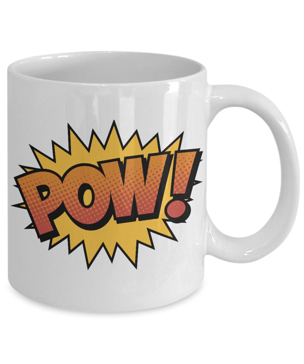 Comic Strip POW Coffee Mug Tea Cup Novelty Gift White Black | Etsy