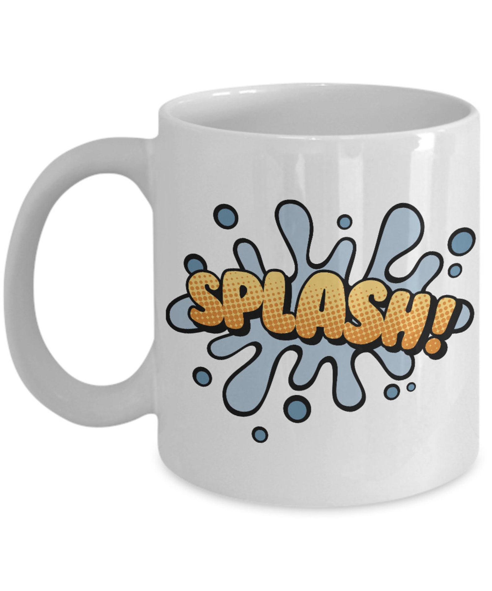 Comic Strip SPLASH Coffee Mug Tea Cup Novelty Gift White Black 11oz ...