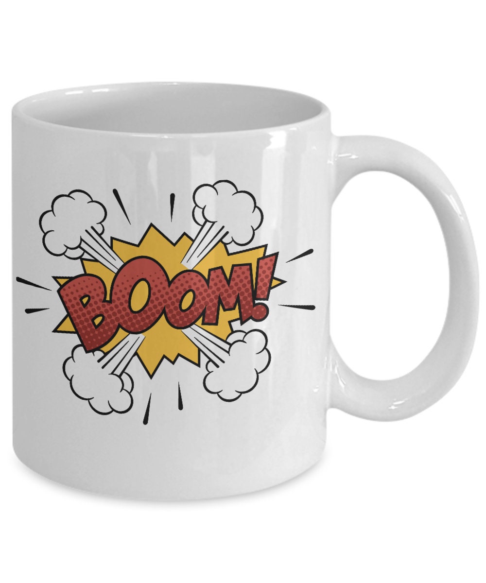 Comic Strip BOOM Coffee Mug Tea Cup Novelty Gift White Black | Etsy