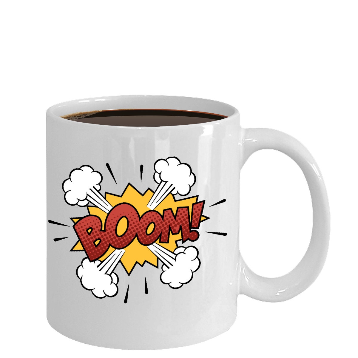 Comic Strip BOOM Coffee Mug Tea Cup Novelty Gift White Black 11oz 15oz ...