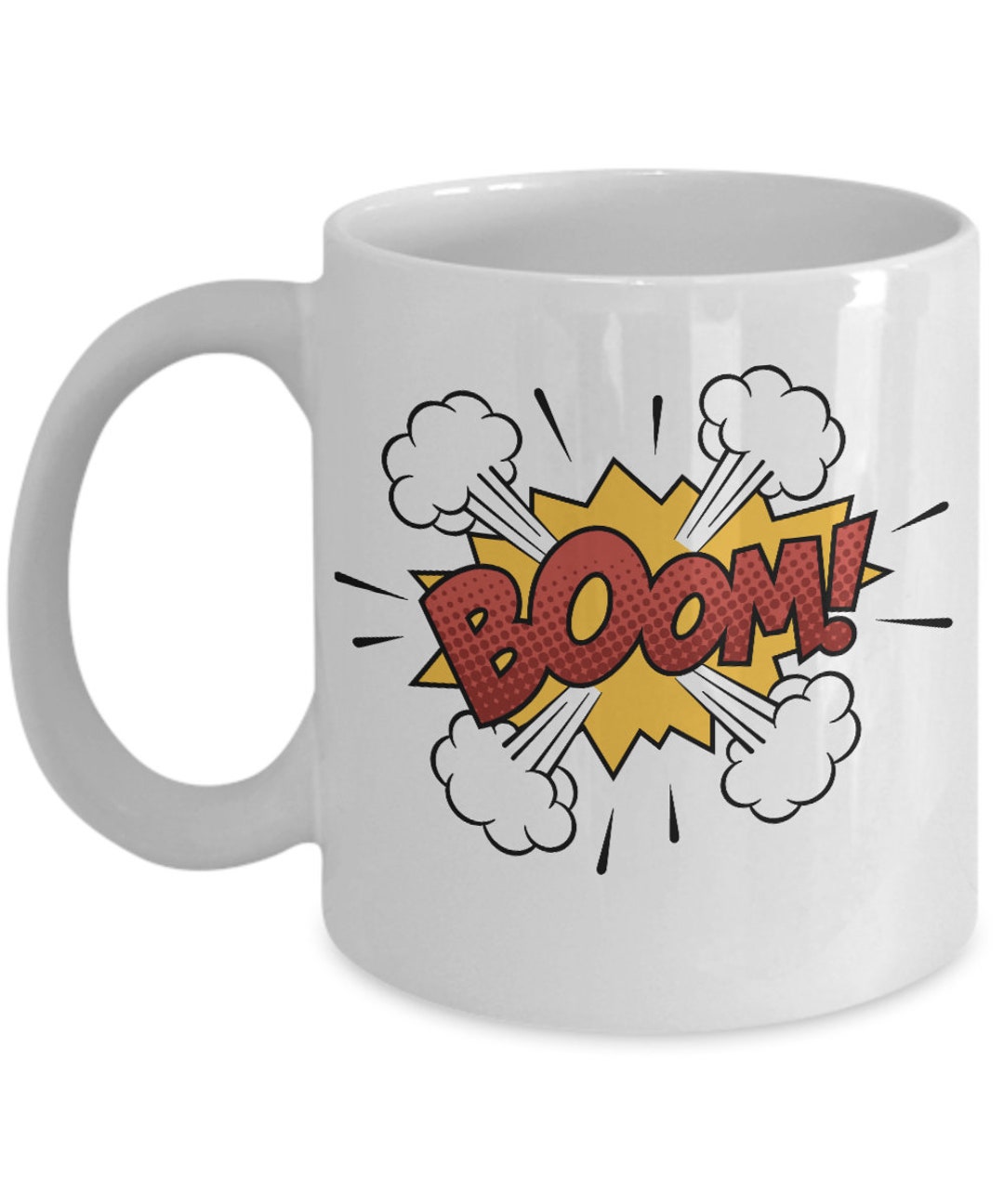 Comic Strip BOOM Coffee Mug Tea Cup Novelty Gift White Black 11oz 15oz ...