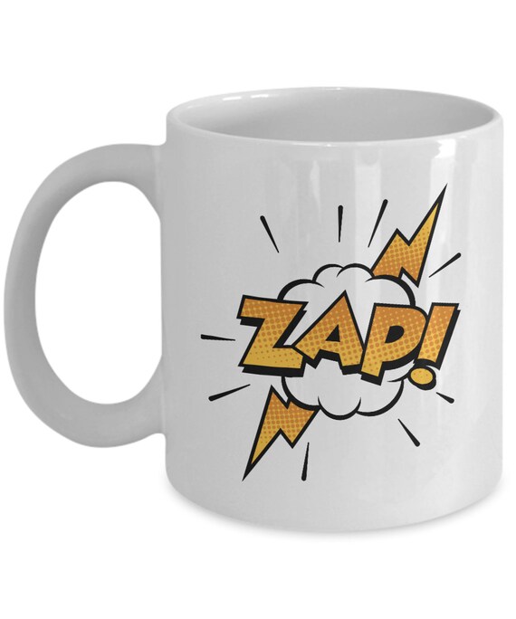 Comic Strip ZAP Coffee Mug Tea Cup Novelty Gift White Black | Etsy