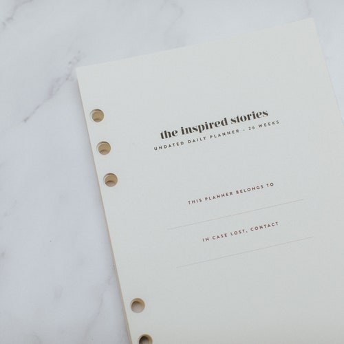 Undated DAILY Planner INSERT PACK/A5 Ring Binder Inserts - Etsy