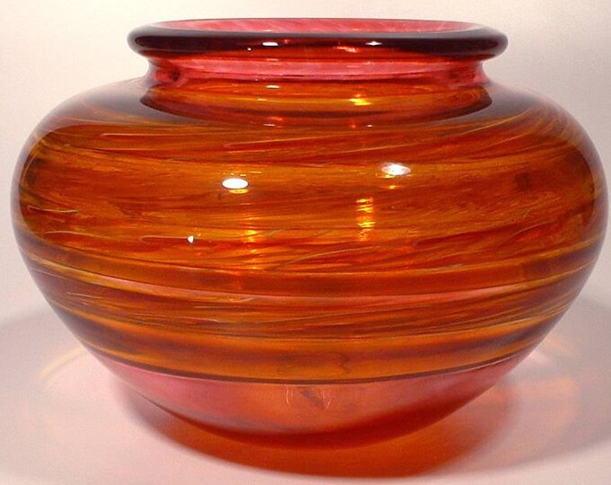 9 Hand Blown Glass Bowl Original Design by Dirwood Glass Shades of Pink ...