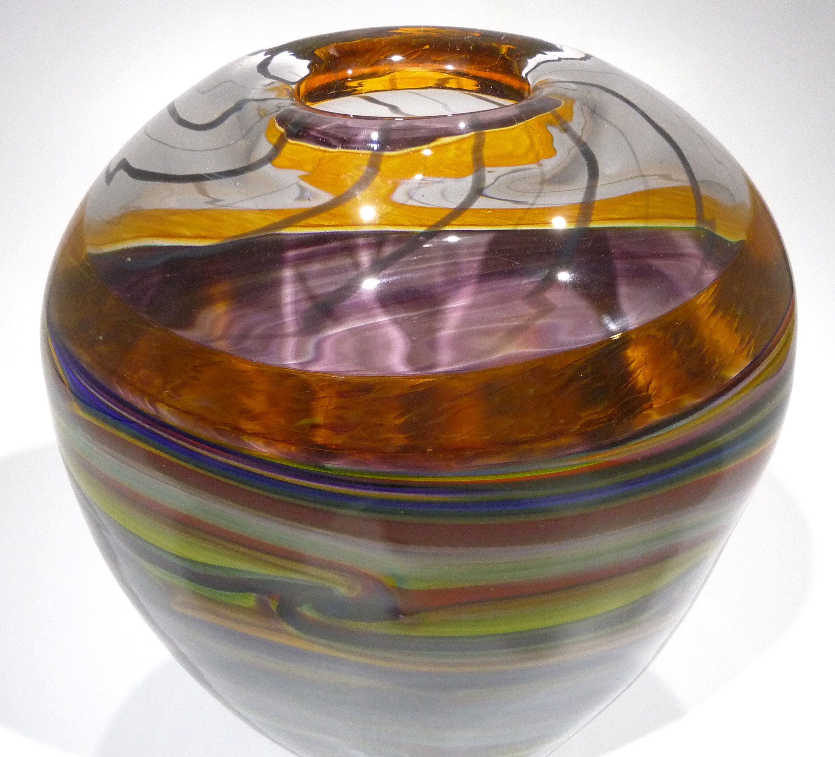 Hand Blown Glass Art Vase/sculpture, Encalmo & Cane Proceses, Dirwood ...