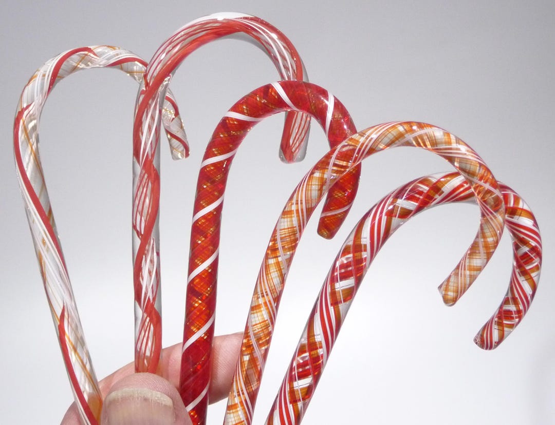 Hand Blown Glass Art, Christmas Glass Candy Canes, Set of 5, Dirwood ...
