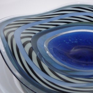 15" Hand Blown Glass Art Wall Bowl Platter, Glass Art Decor Table ...