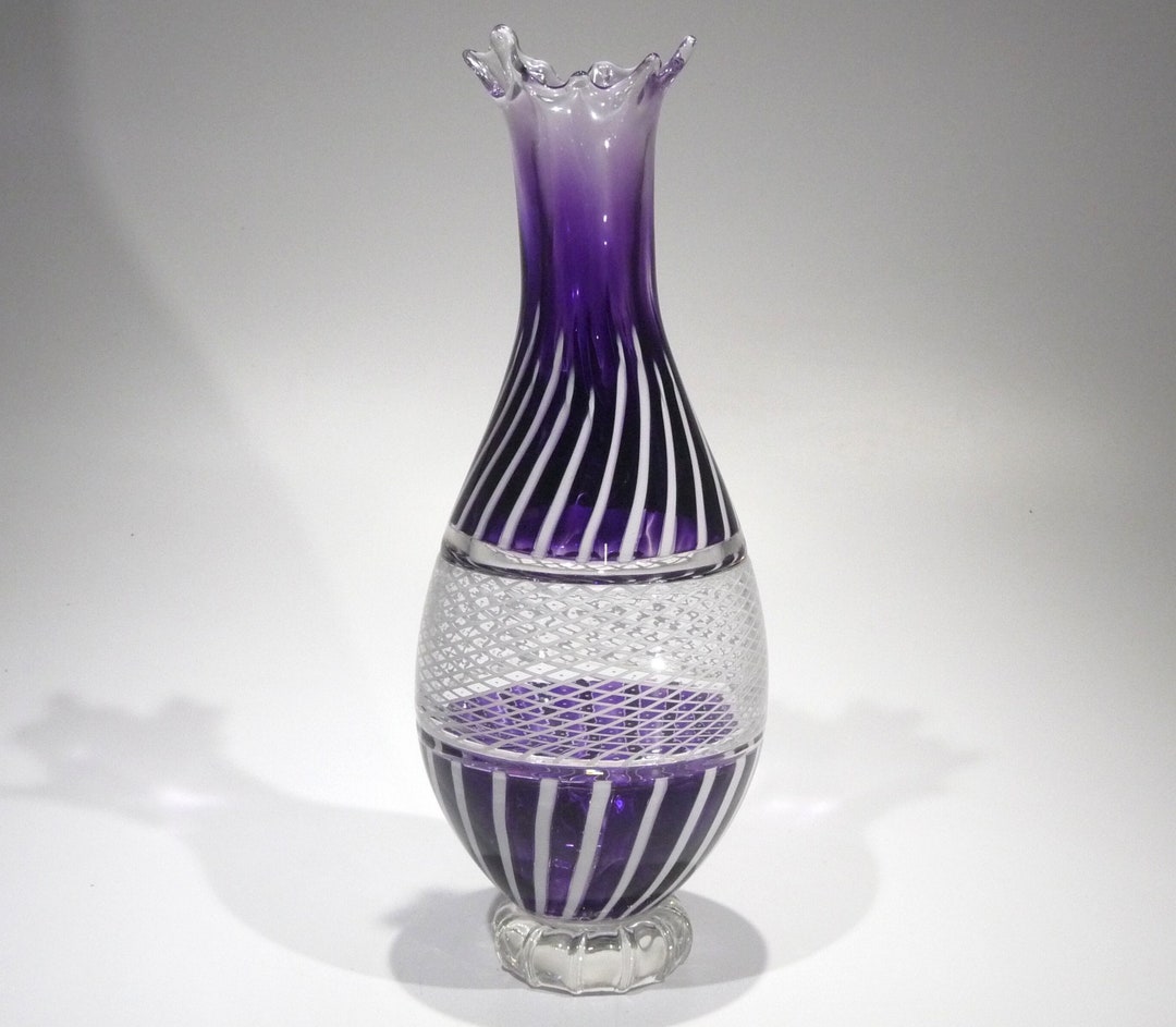 Purple Reticello, Hand Blown Glass Vase, Dirwood Glass, Table ...