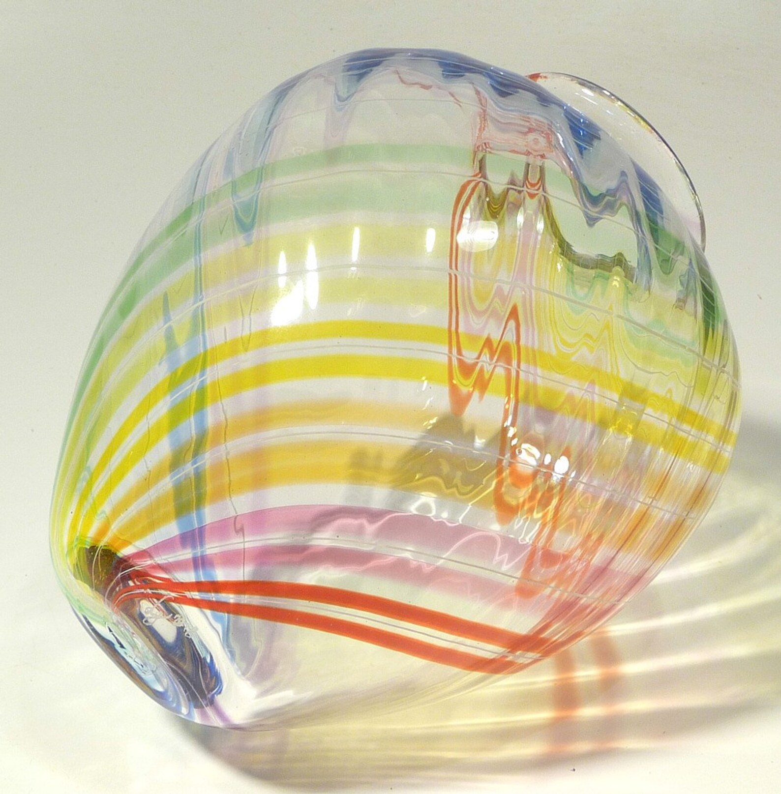 7" Hand Blown Glass Bowl/vase - Rainbow Colors - Original Design by ...
