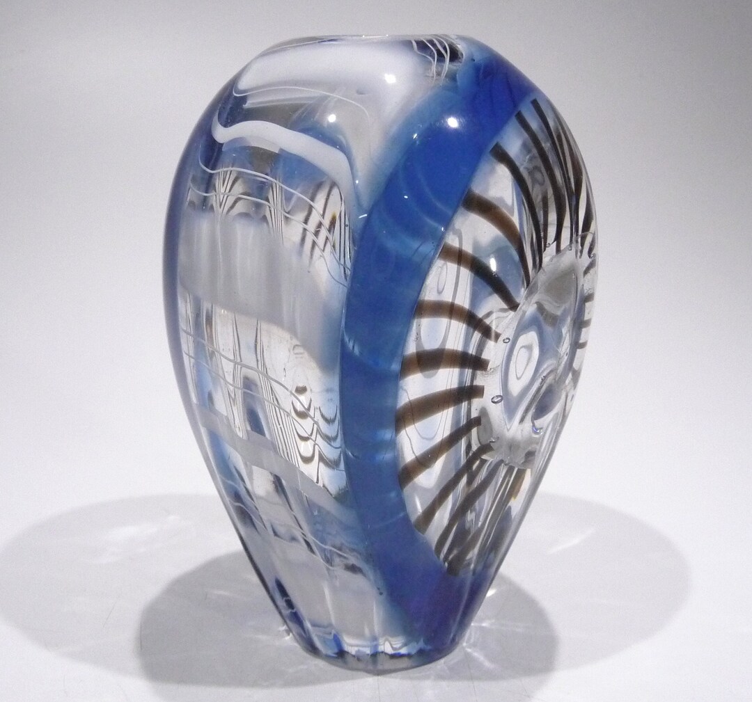 Hand Blown Glass Art Vase/sculpture/decor, Paperweight, Glass Canes ...