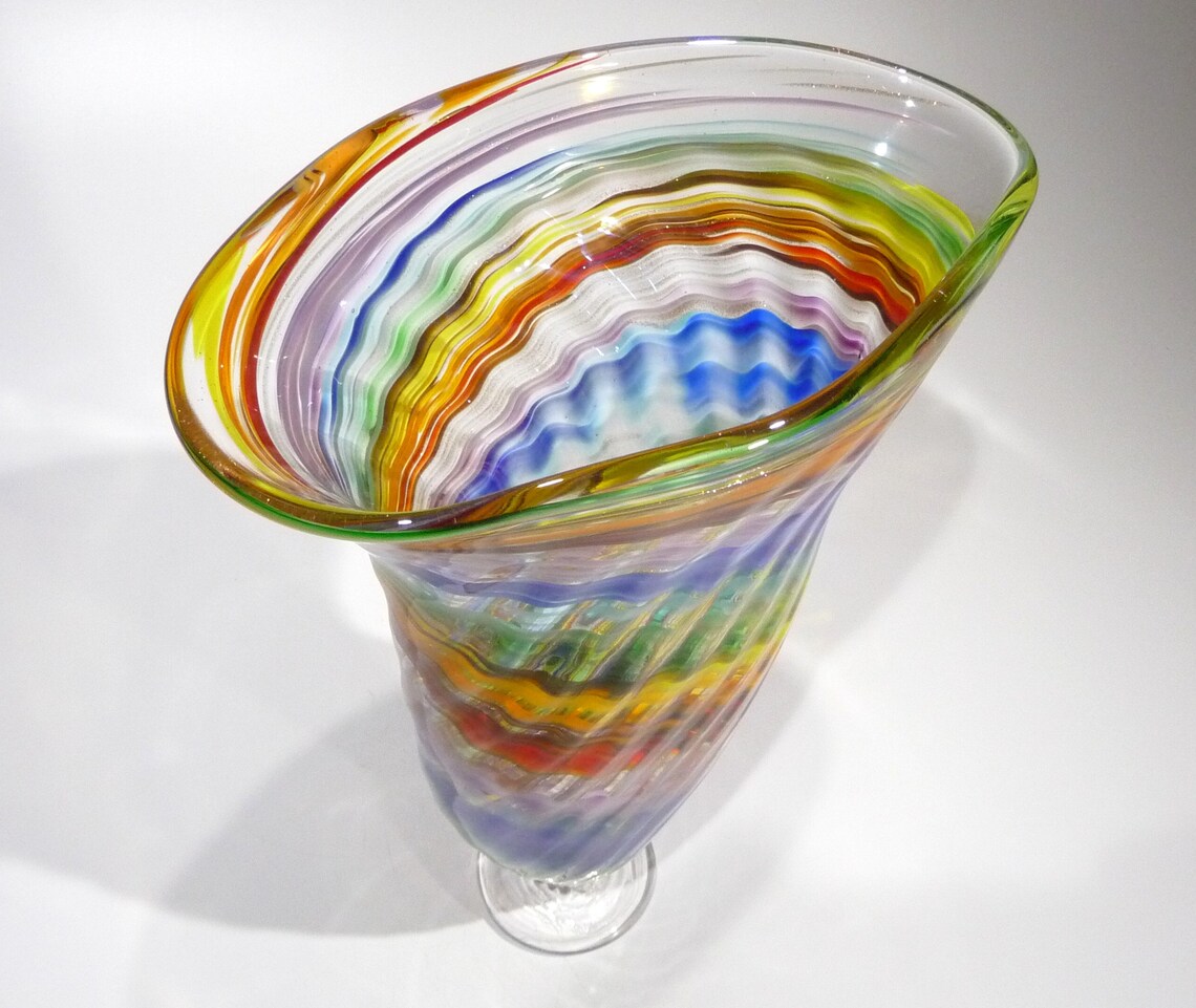 Hand Blown Glass Art Vase Made With Glass Canes Dirwood - Etsy