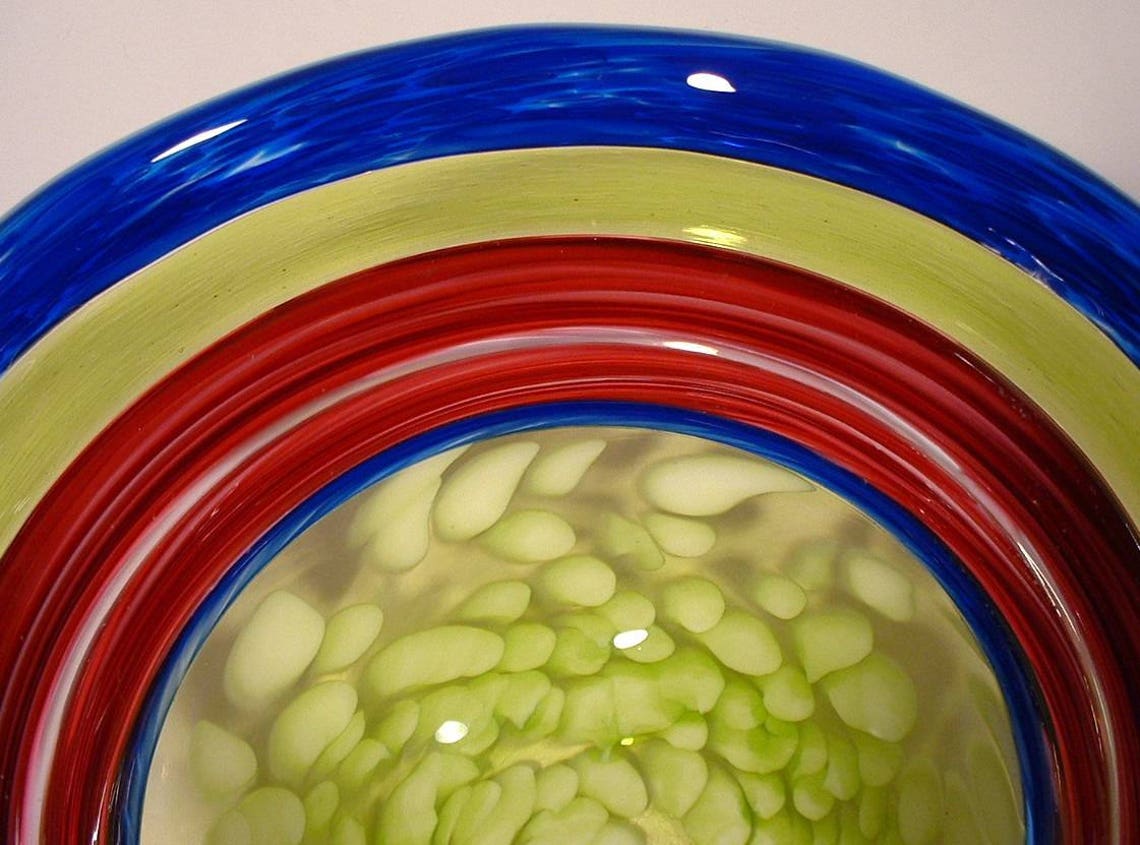 10" Hand Blown Glass Bowl - Original Design by Dirwood Glass - Complex ...