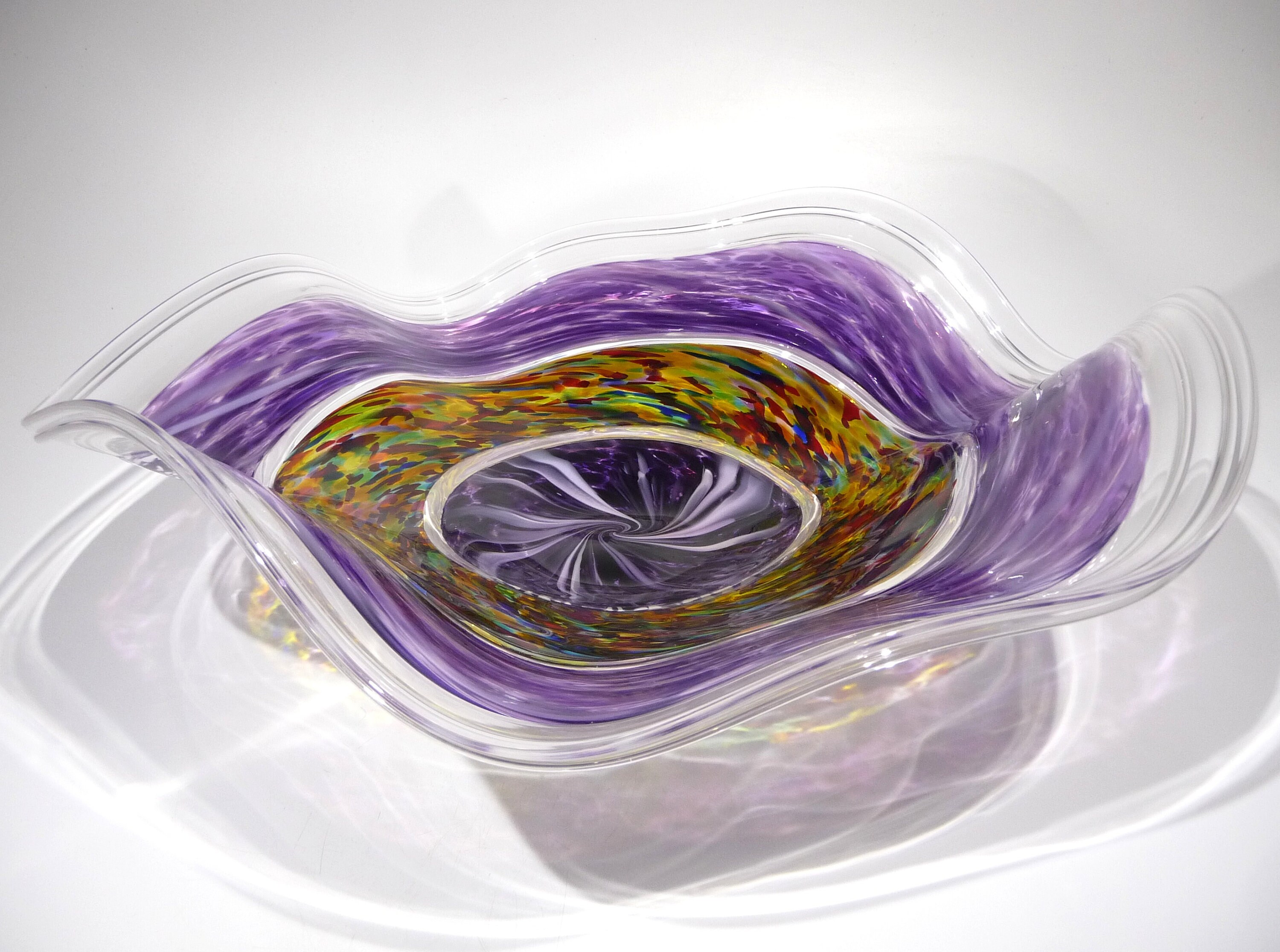 Hand Blown Glass Art Wall Bowl Platter Table Centerpiece Etsy