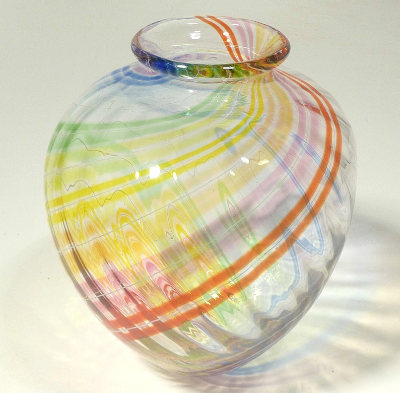 7" Hand Blown Glass Bowl/vase - Rainbow Colors - Original Design by ...
