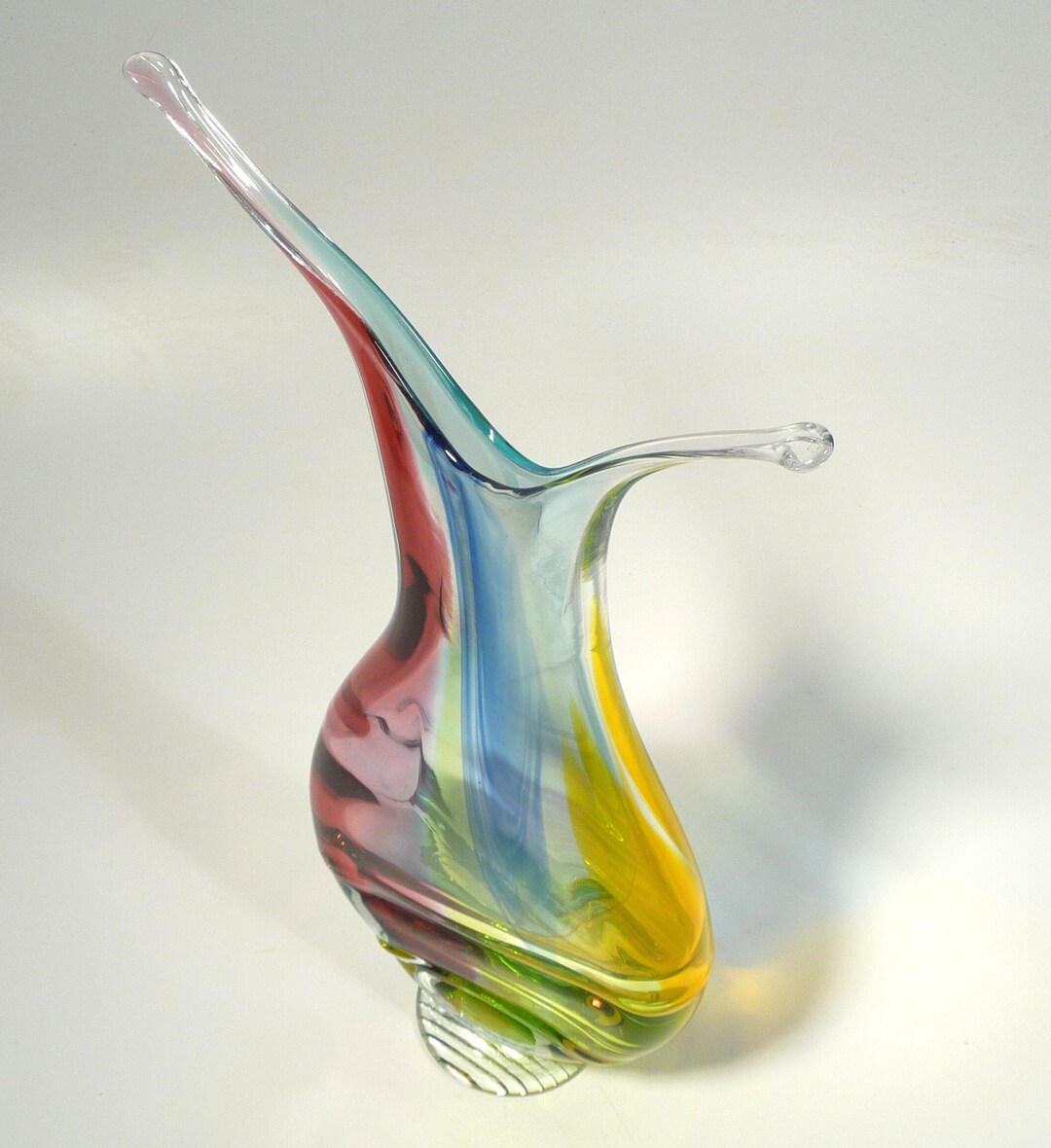 Hand Blown Glass Art Sculpture, Blue, Aquamarine, Pink (gold Ruby) and ...