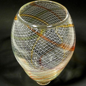 10" Reticello Hand Blown Glass Vase - Original Design by Dirwood Glass ...