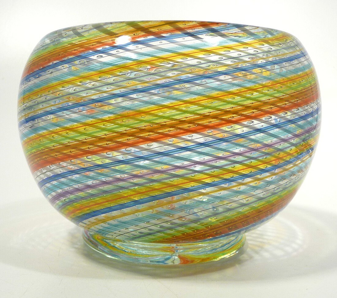 Hand Blown Glass Bowl Reticello Cane Design Original Design | Etsy
