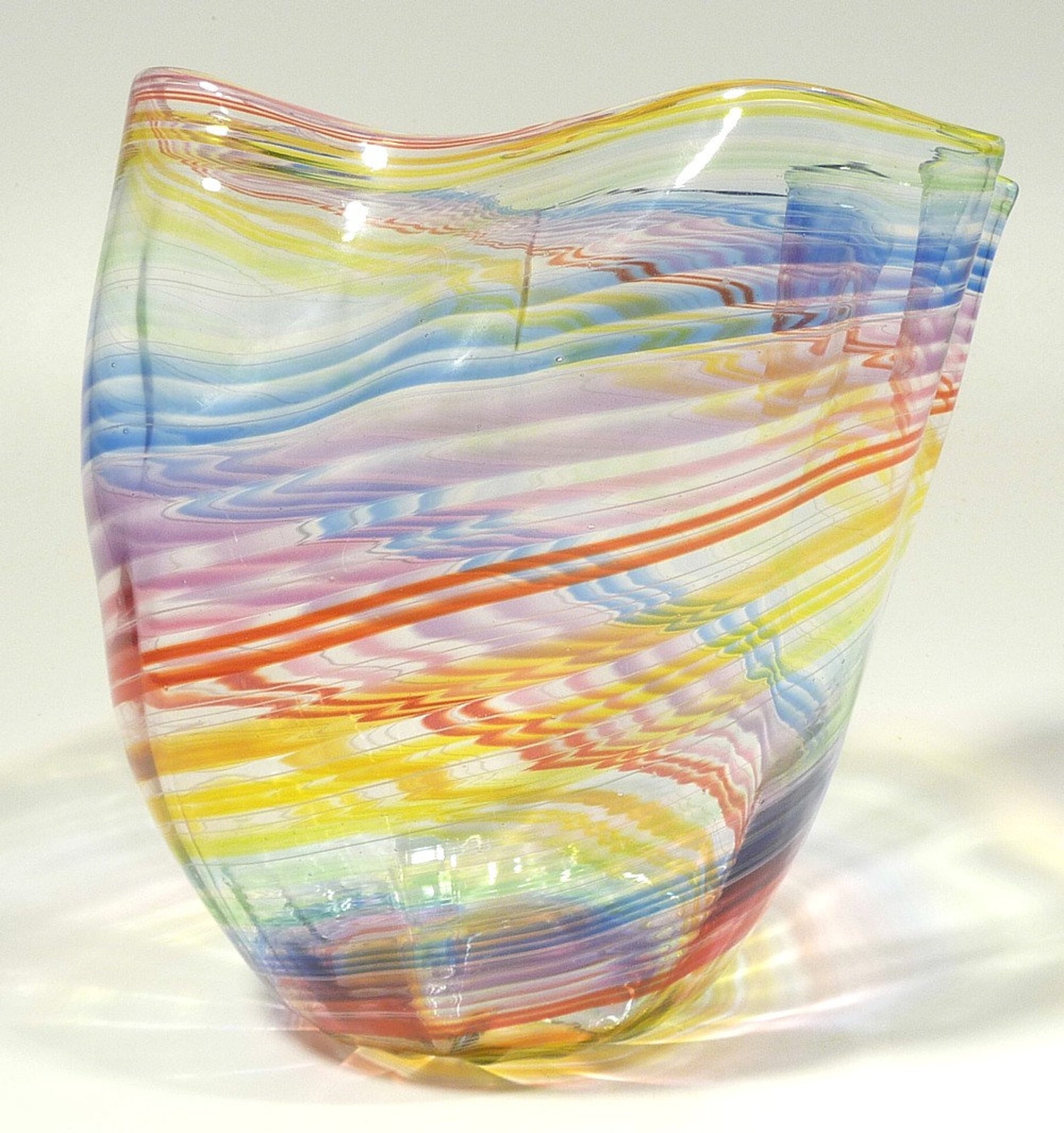 Hand Blown Glass Art Vase/bowl, Made With Glass Canes, Dirwood Glass ...