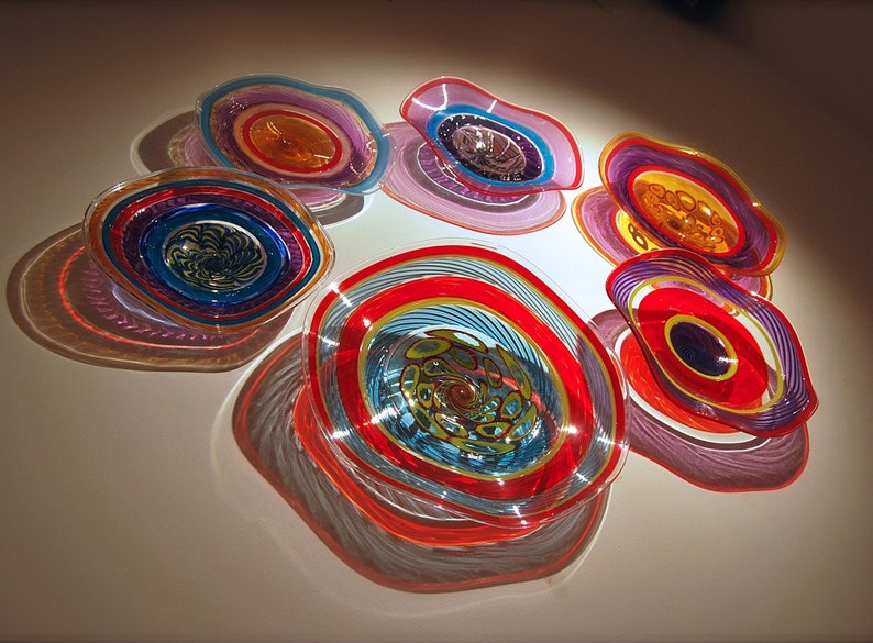 29 Hand Blown Glass Art Wall Bowl Platter Complex Etsy